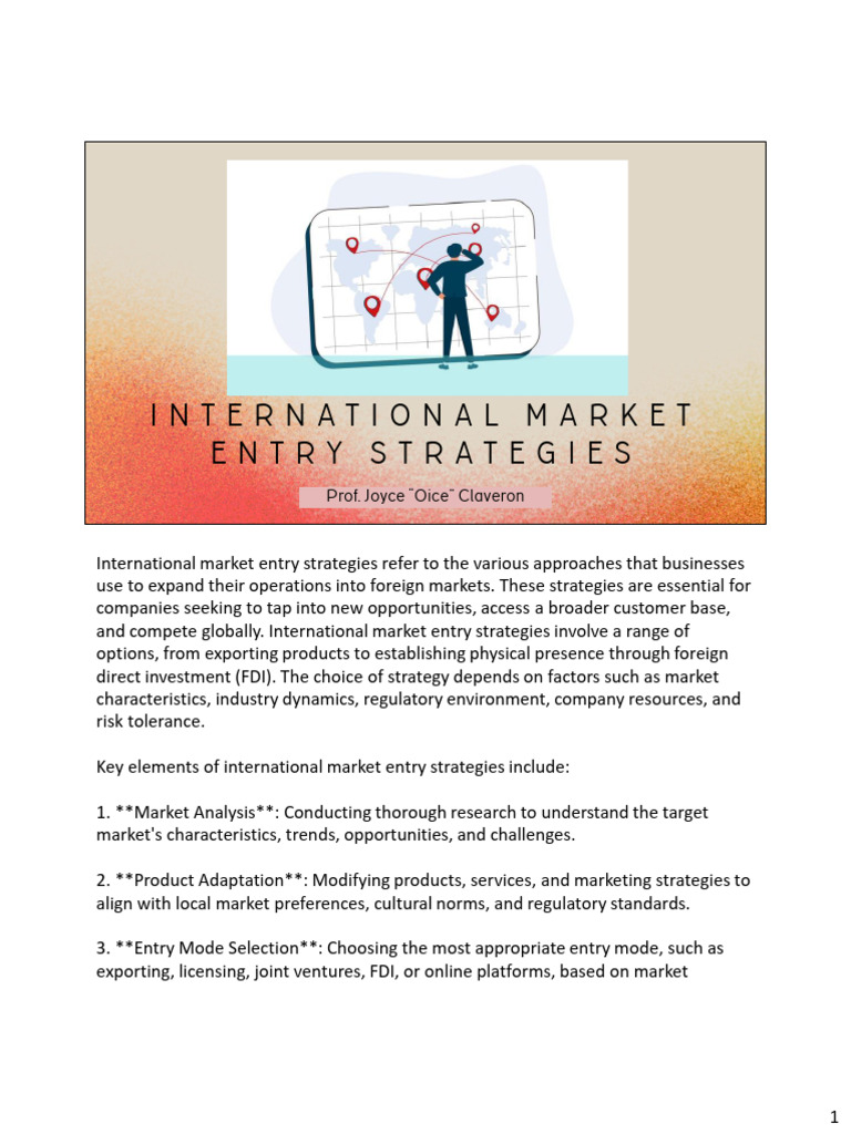 International Market Entry Strategies | PDF | Franchising | Marketing