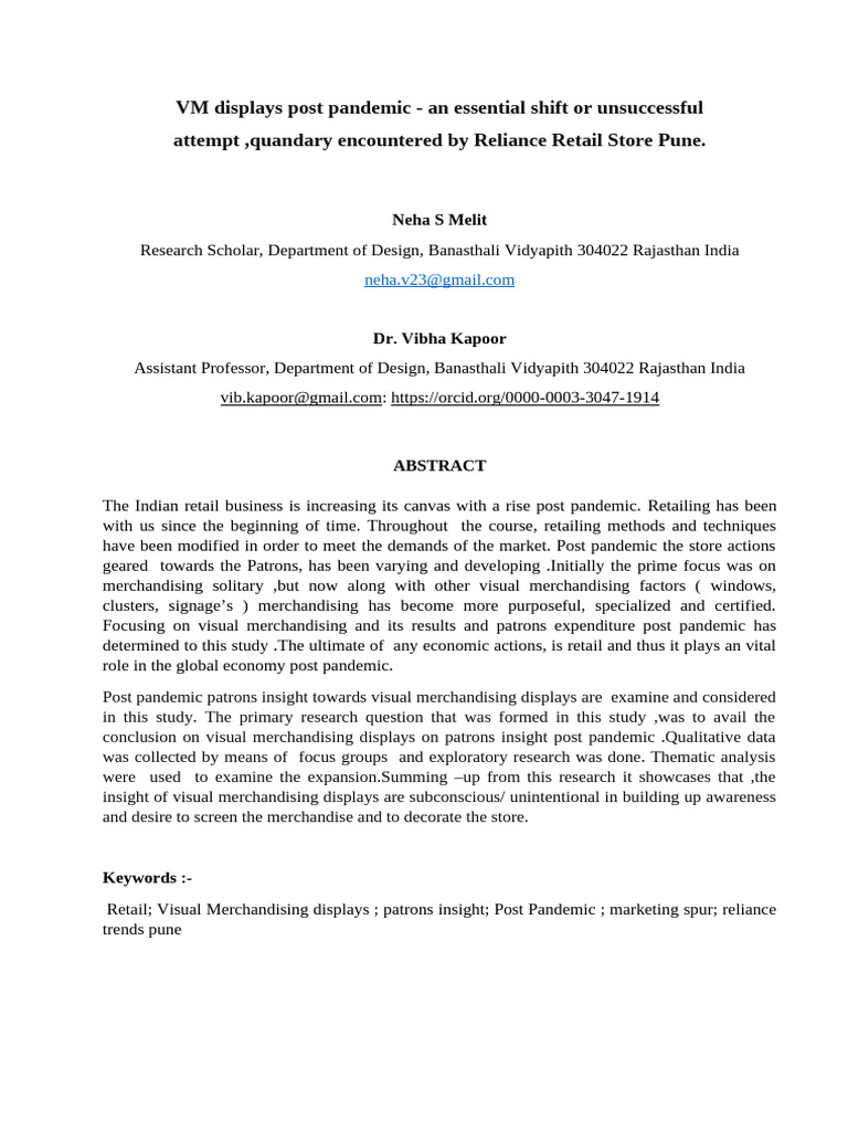 Post-Pandemic Visual Merchandising Impact | PDF | Retail | Merchandising