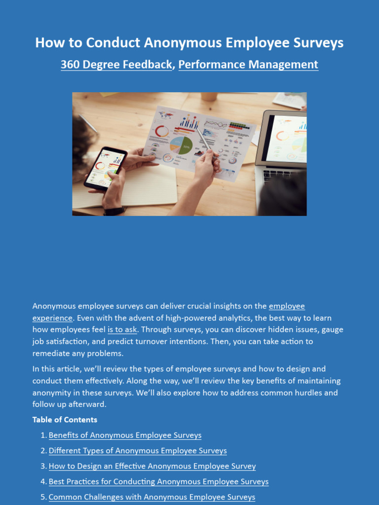 Conducting Anonymous Employee Surveys | PDF | Job Satisfaction | Employment