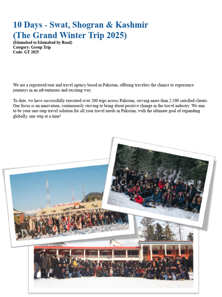 The Grand Winter Trip 2025 (10 Days - Swat, Shogran & Kashmir ...