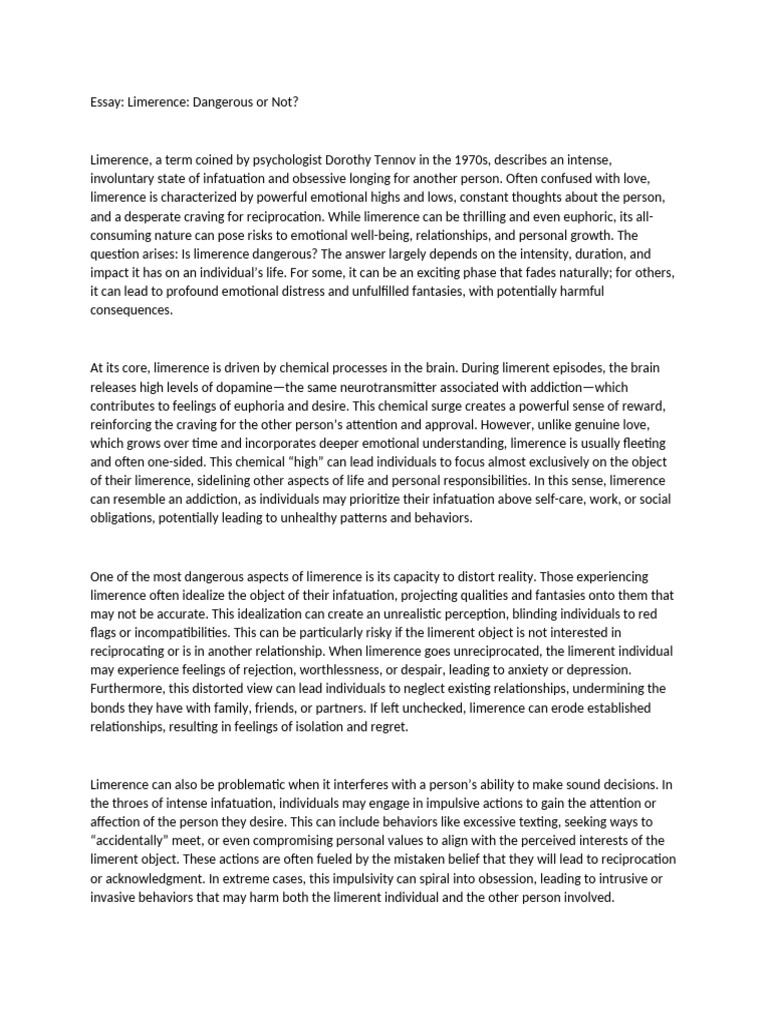 Limerence - Dangerous or Not? | PDF | Psychological Concepts | Psychology