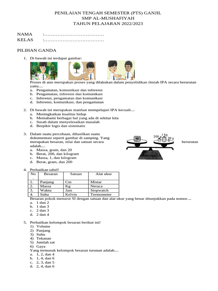 Latihan Soal Ipa Kelas Vii SMP | PDF
