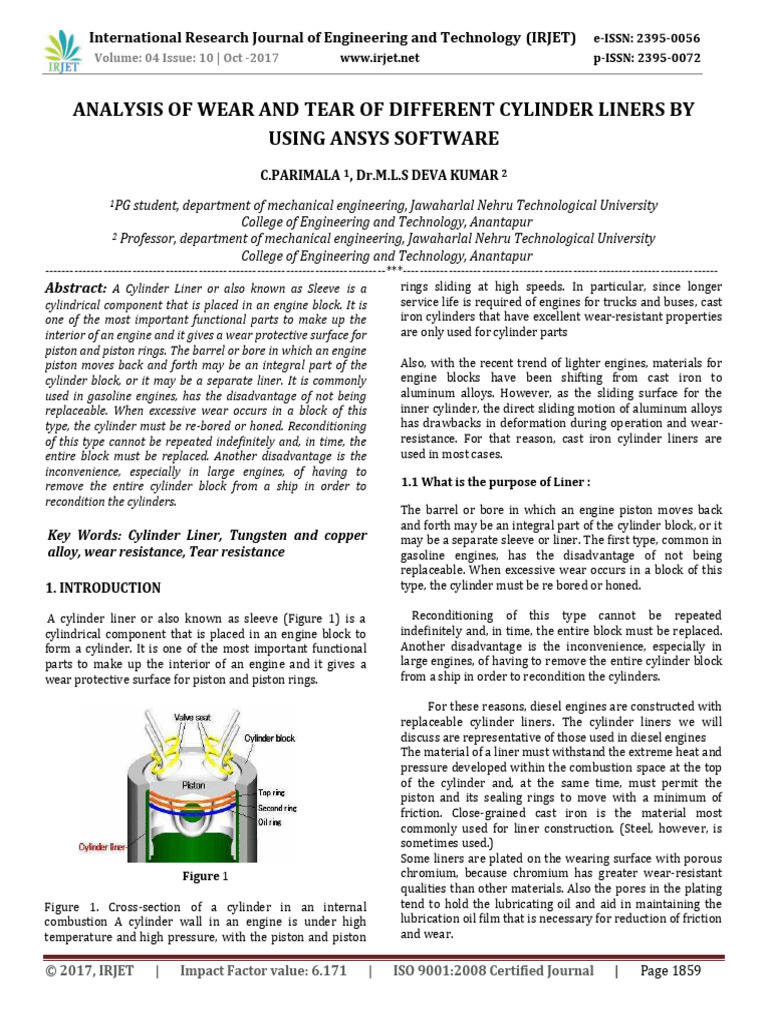 Cylinder Liner Wear Analysis Using ANSYS | PDF | Piston | Cylinder (Engine)