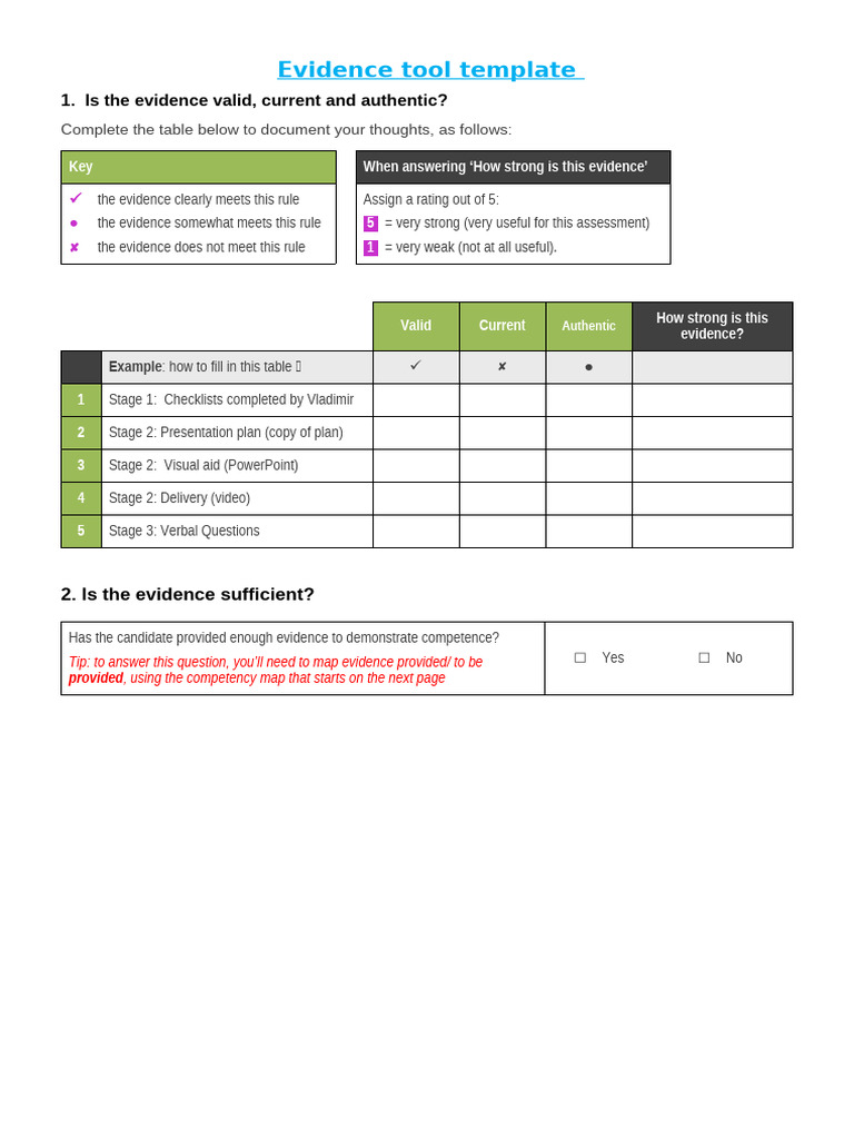 Evidence Assessment Tool Template | PDF | Communication | Target Audience