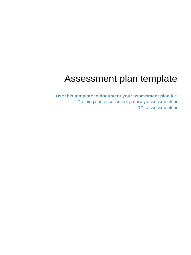 Assessment Plan Template for RTOs | PDF