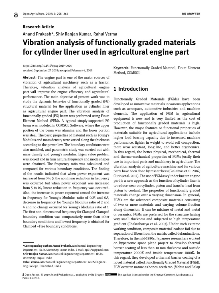 Vibration Analysis of Functionally Graded Material | PDF | Beam (Structure) | Power Law