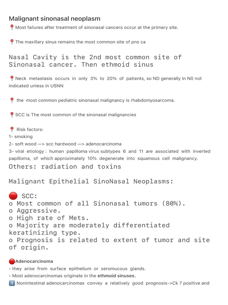 Malignant Sinonasal Neoplasm | PDF | Adenocarcinoma | Cancer