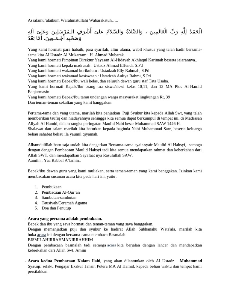 Teks MC Maulid | PDF