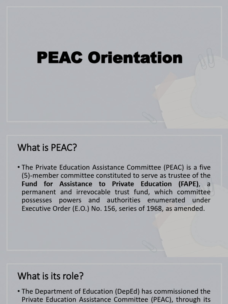 PEAC Orientation for Students 1 | PDF | Curriculum