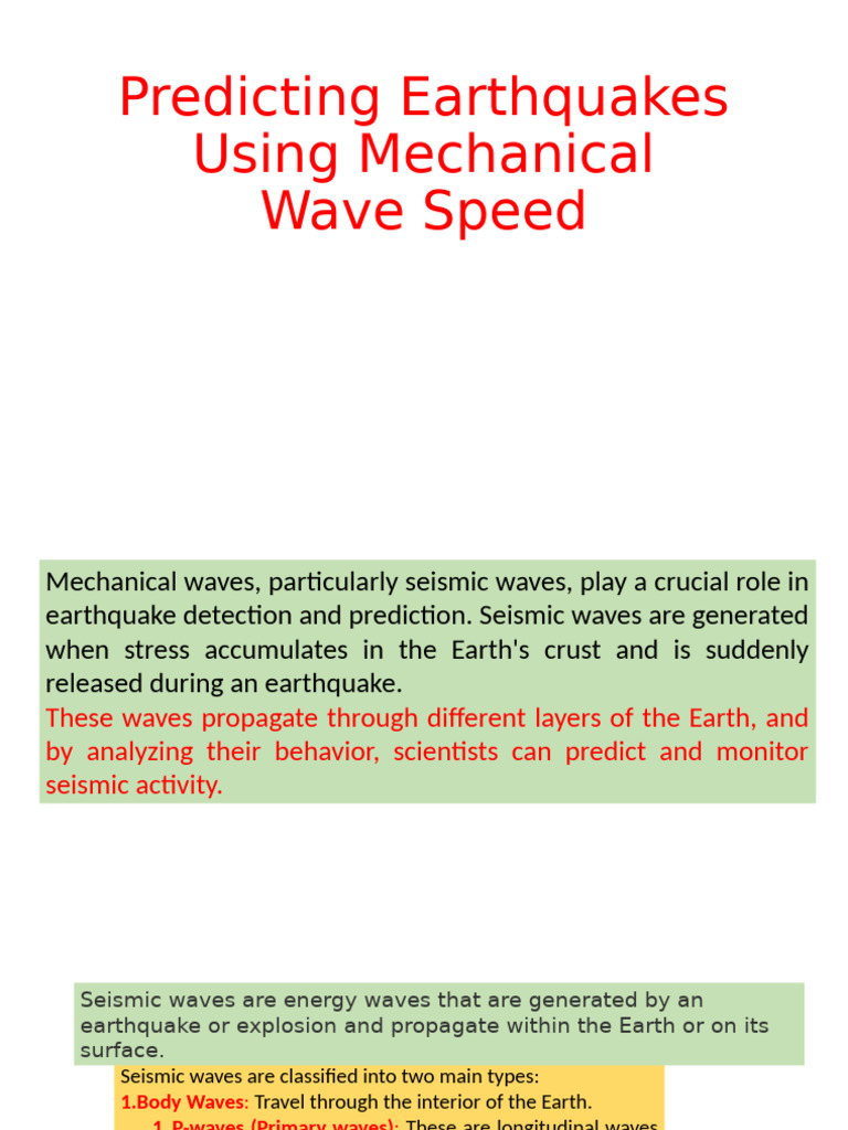 Predicting Earthquakes Using Mechanical Wave Speed | PDF | Seismology ... Predicting Earthquakes Using Mechanical Wave Speed | PDF | Seismology ...