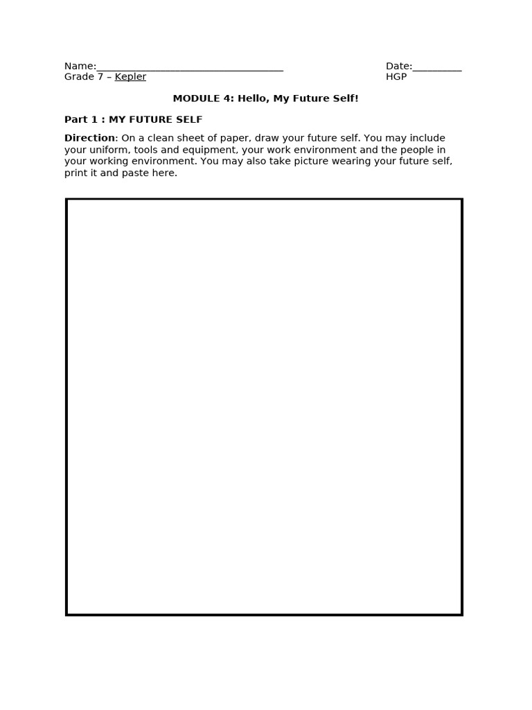 MODULE 4 Hello My Future Self Activity Sheet | PDF