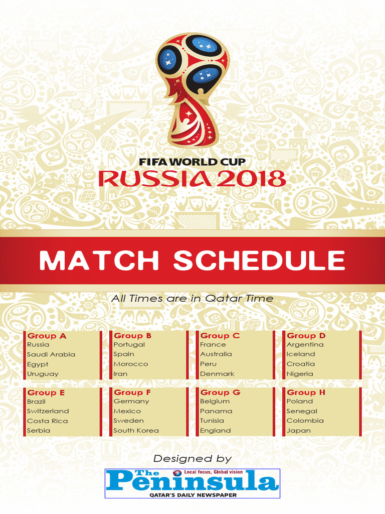 World Cup Schedule by The Peninsula | PDF | Sports | Association ...
