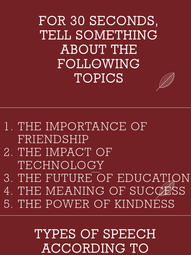 Types of Speech Accdg To Delivery 1 | PDF | Human Communication | Learning