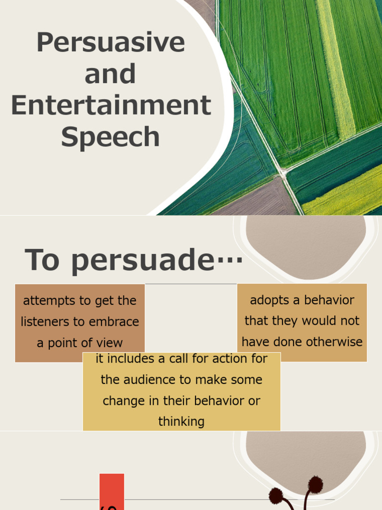 Persuasive and Entertainment Speech | PDF | Persuasion | Logos