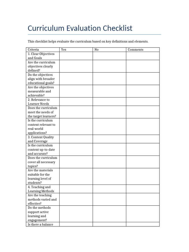 Curriculum_Evaluation_Checklist (1) (1) | PDF