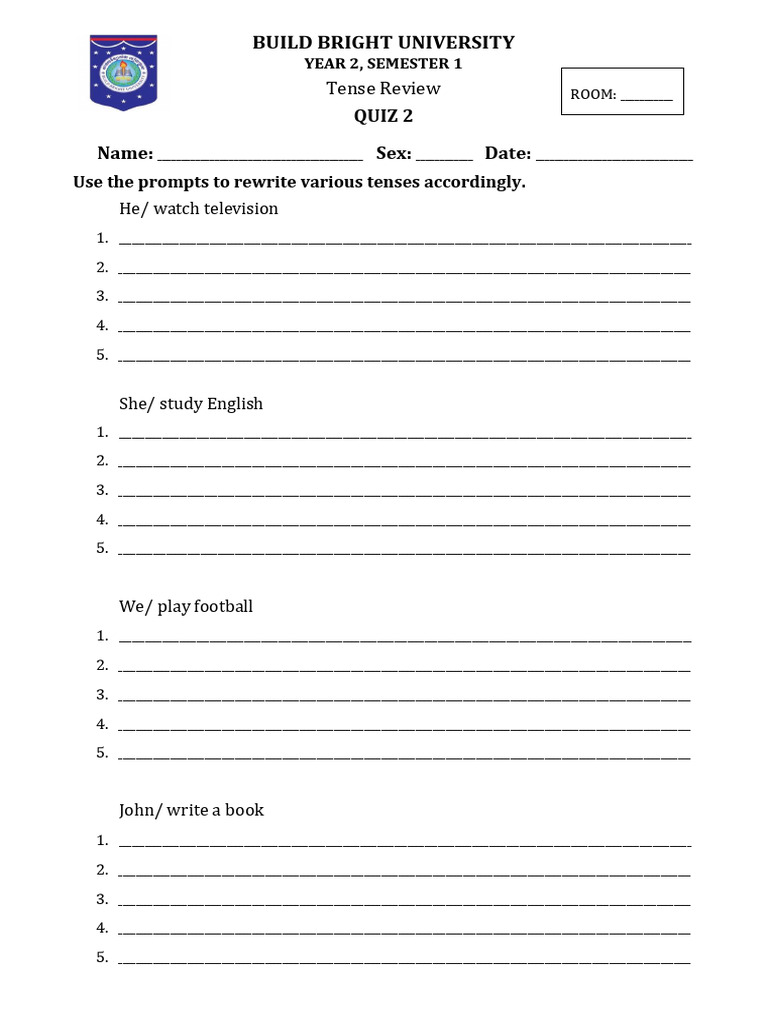 2 Quiz 2 Tense Review | PDF