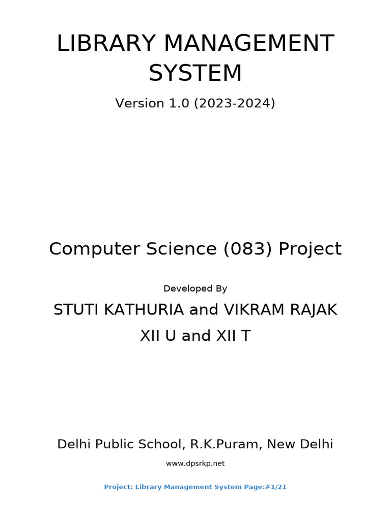 Library Project CS Stuti | PDF | Software | Password