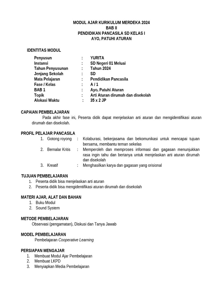 Modul Ajar Proram Magang Kelas I PKN | PDF | Karier & Perkembangan