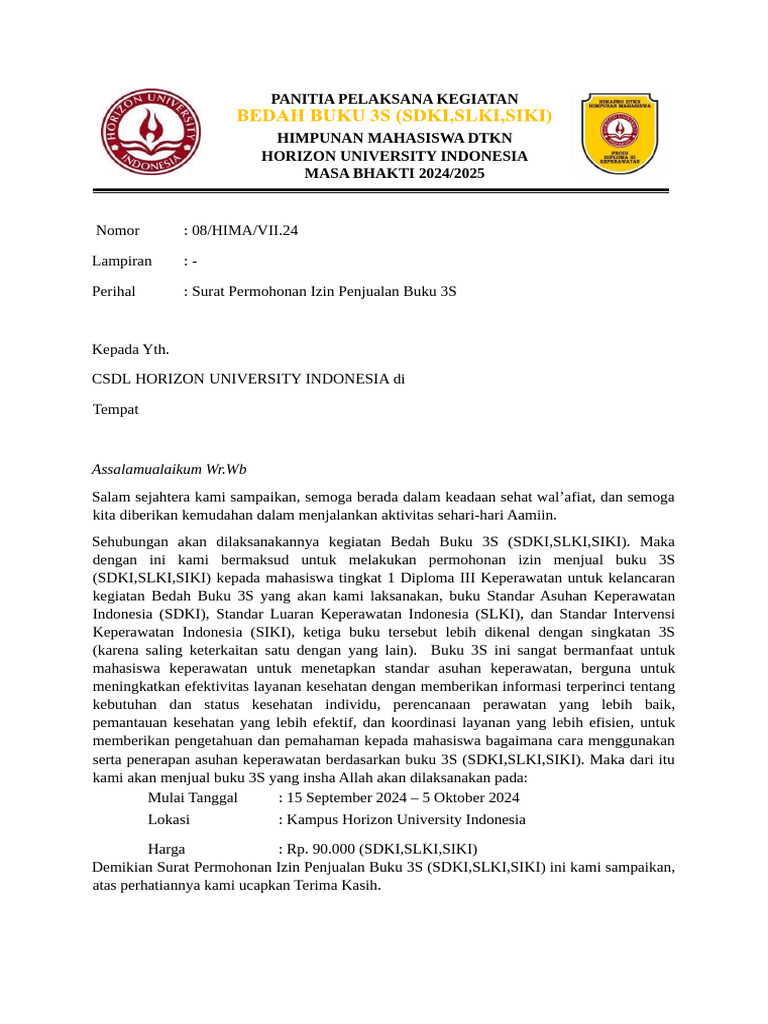 Permohonan Izin Po Buku. Revisi | PDF