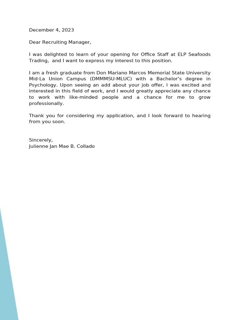 Application Letter | PDF
