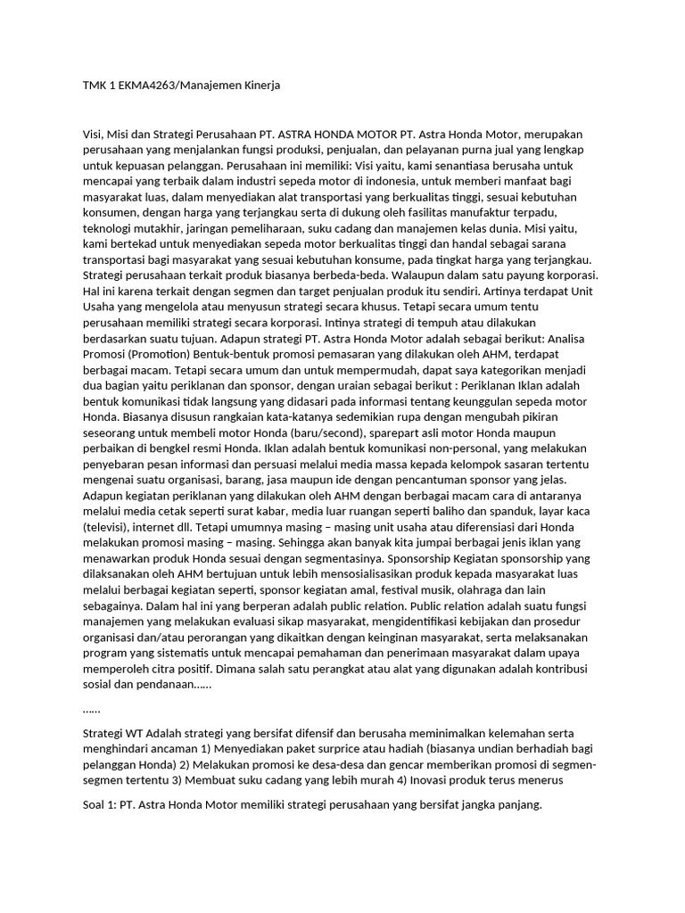 TMK 1 EKMA4263 Manajemen Kinerja | PDF | Bisnis