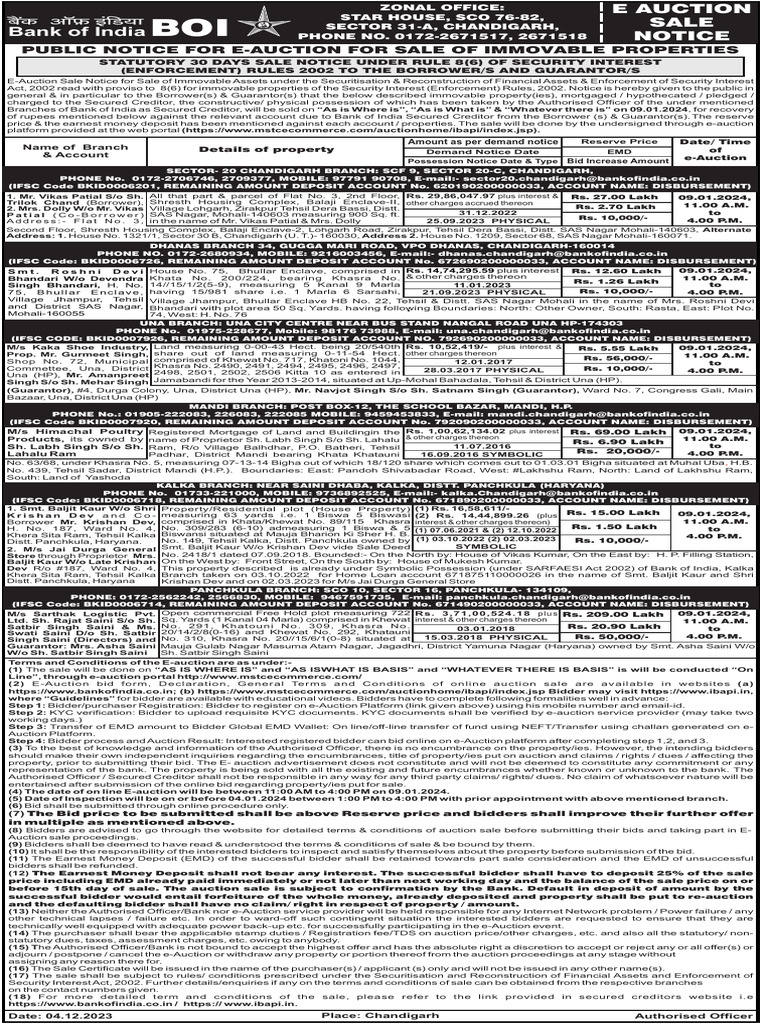 BOI E Auction091702556920 | PDF | Auction | Security Interest