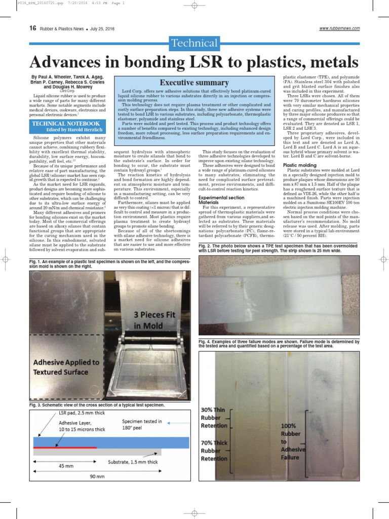 Advances in Bonding LSR To Plastics, Metals | PDF | Silicone | Adhesive