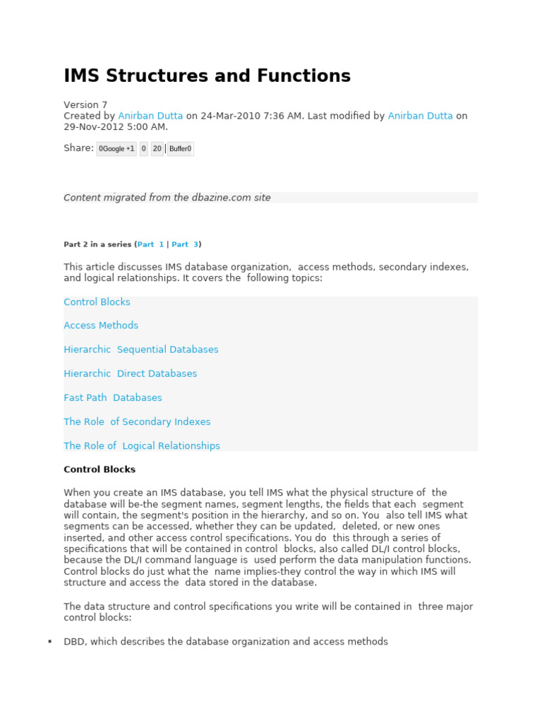 IMS Part 2 - Structures and Functions | PDF | Databases | Pointer (Computer Programming)
