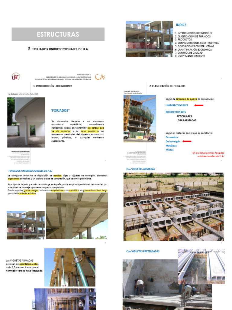 Presentacion Forjados Editada | PDF | Ingeniería estructural | Ingeniería de Edificación