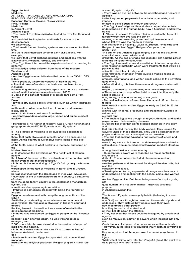 History of Medicine | PDF | Ancient Egypt | Mummy