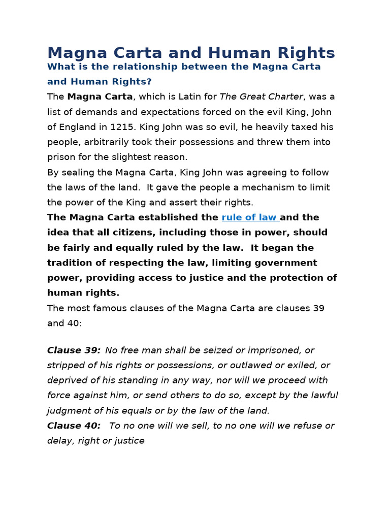 Magna Carta and Human Rights | PDF | Magna Carta | Habeas Corpus