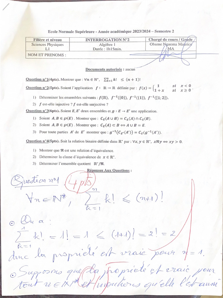 Algèbre Interro 2 | PDF