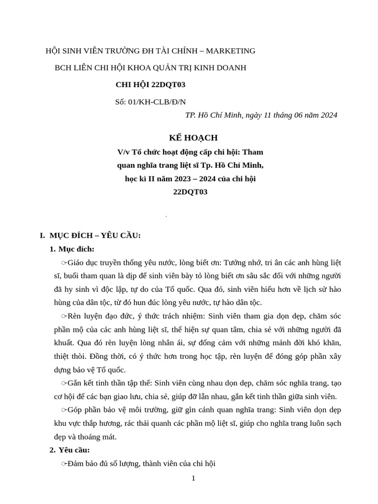 (QTKD) Kế hoạch Clb Đội Nhóm | PDF