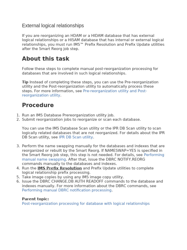 REORG Database With External Logical Relationships | PDF | Database ...