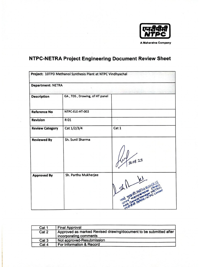 Ga, TDS, Drawing, For 11 KV HT Panel - Ntpc-Ele-Ht-002 - r1 | PDF ...