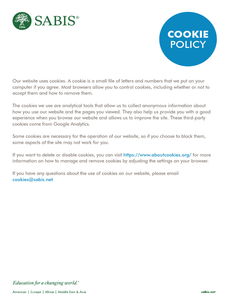 Sabis Cookie Policy | PDF