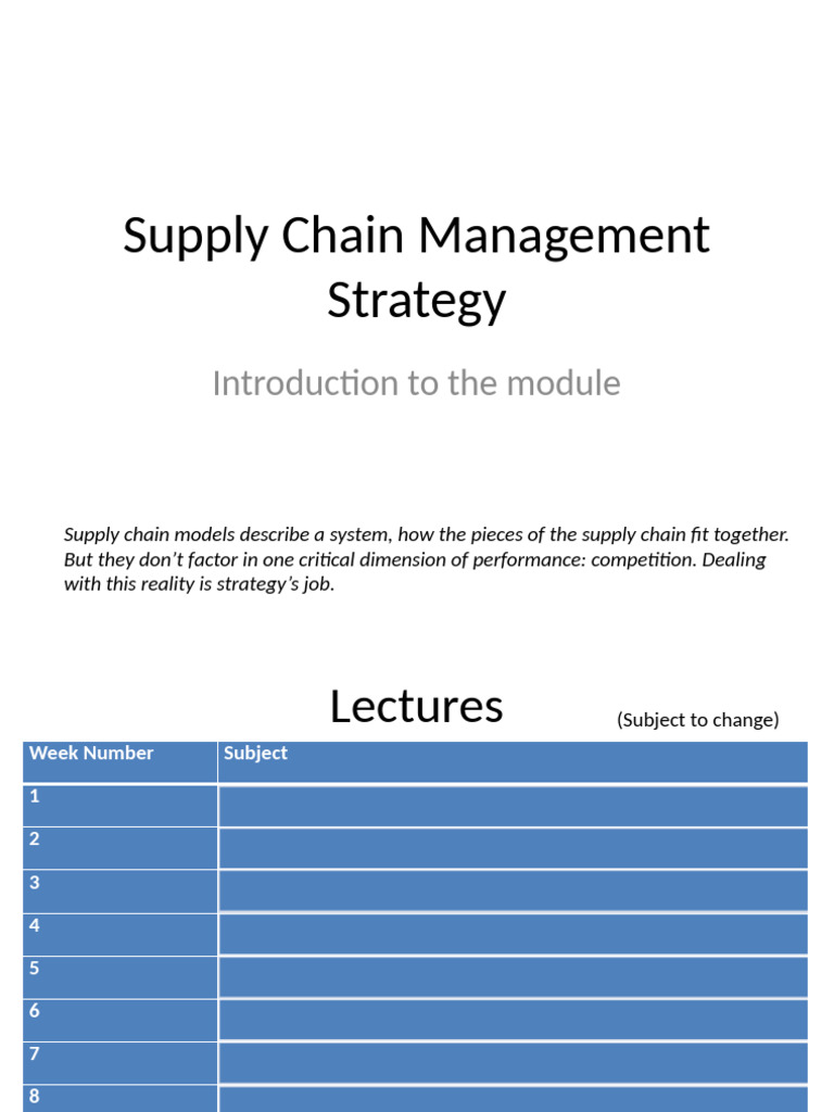 Supply Chain Management Strategies Overview | PDF | Supply Chain ...