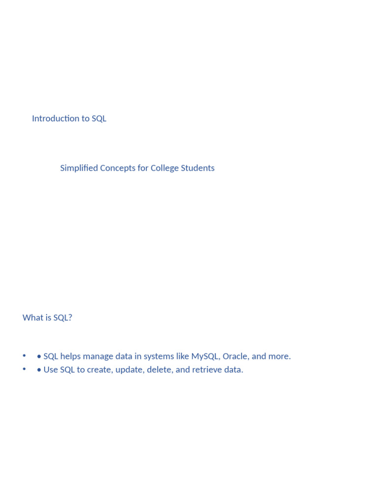 Simplified SQL Presentation | PDF | Art Simplified SQL Presentation | PDF | Art