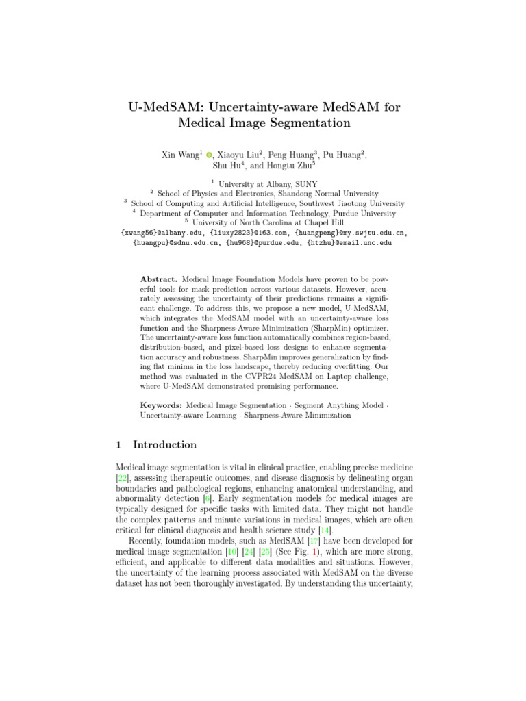 U-Medsam: Uncertainty-Aware Medsam For Medical Image Segmentation | PDF ...