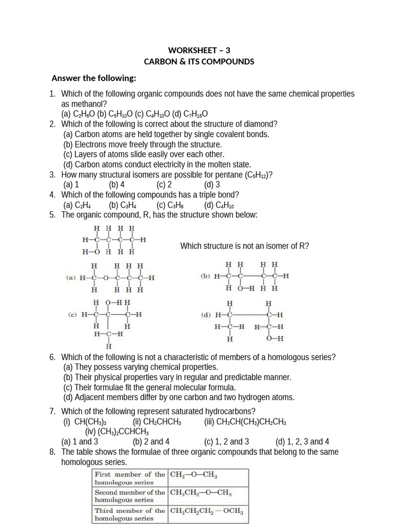 WORKSHEET - 3 Functional group | PDF | Molecules | Chemical Compounds