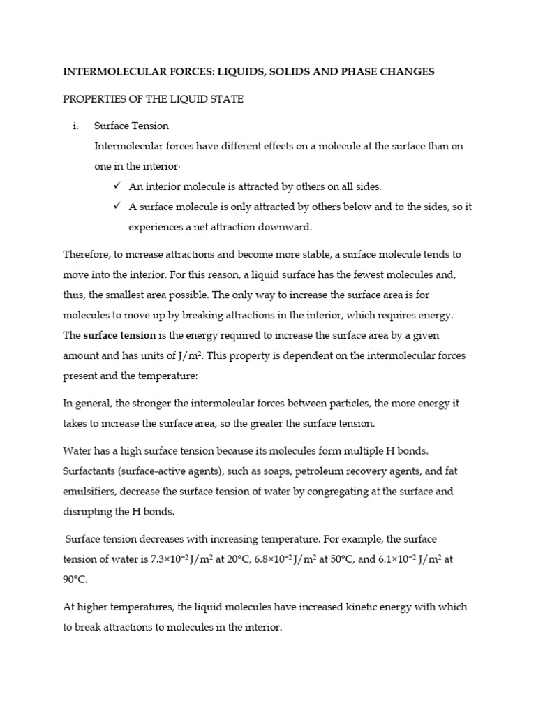 Lecture 7 Liquid Solid and Phase Changes | PDF | Chemical Polarity ...