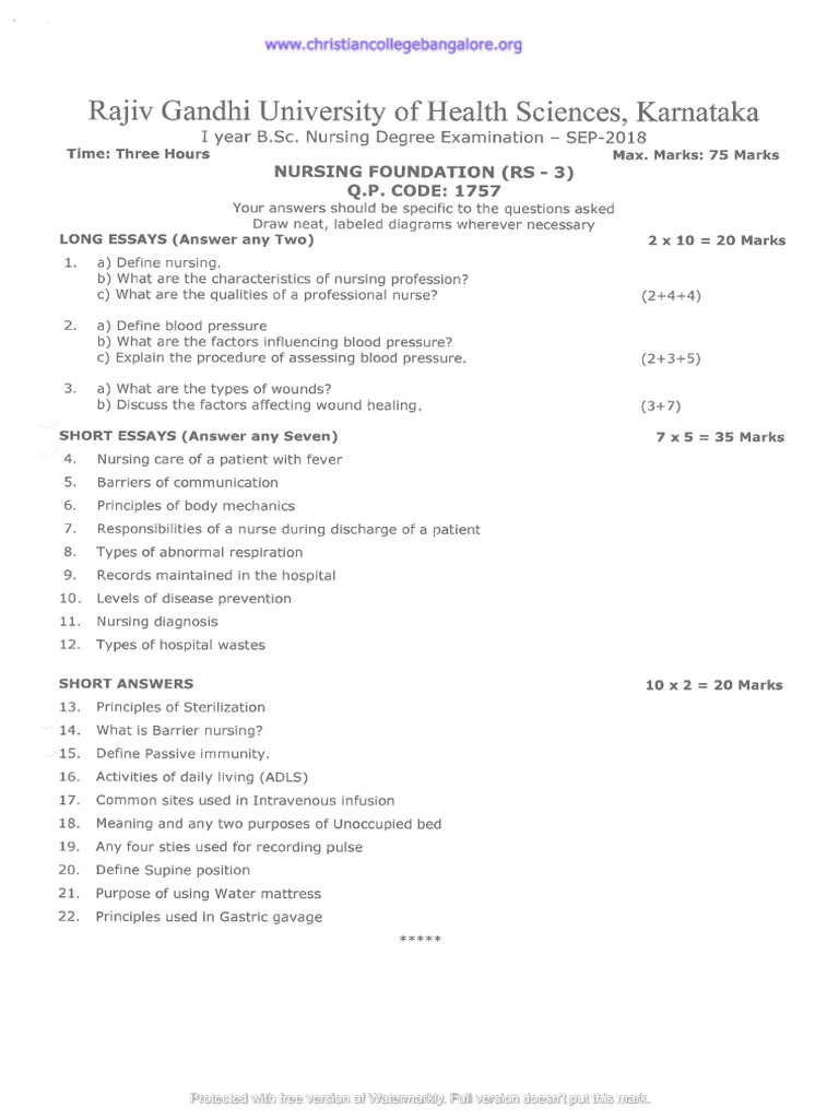 Nursing 1yrbsc Sep18 Nursing Foundation | PDF