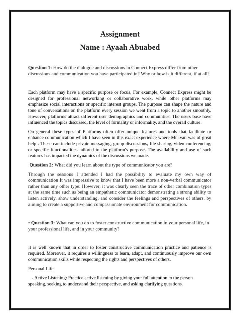 Assignment | PDF | Communication | Cognitive Science