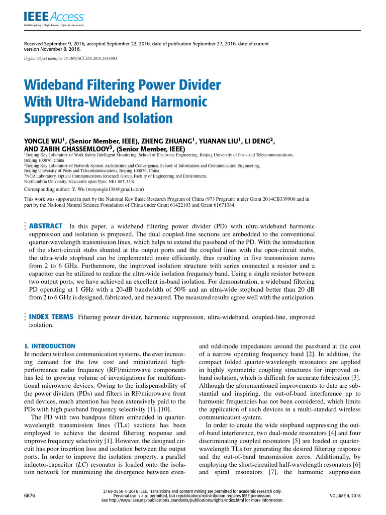 Ultra-Wideband Harmonic Filtering PD | PDF | Filter (Signal Processing) | Microwave