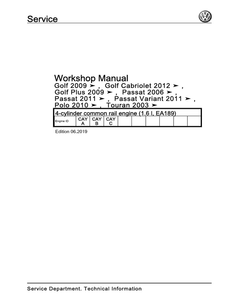 VW Workshop Manual: Engine CAY Overview | PDF | Electrical Connector ...