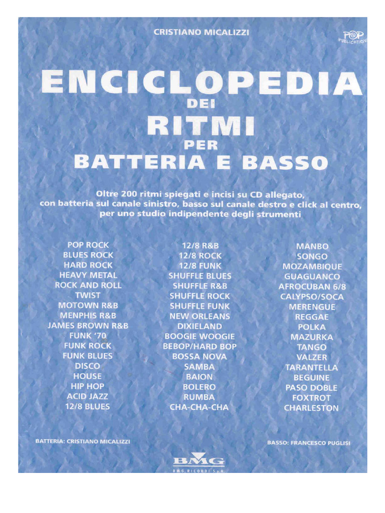 Cristiano Micalizzi - Enciclopedia Dei Ritmi Per Batteria E Basso | PDF