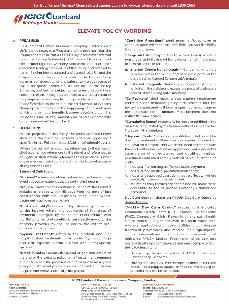 Revised Elevate Policy Wording Rev 4 | PDF | Surrogacy | Medicine