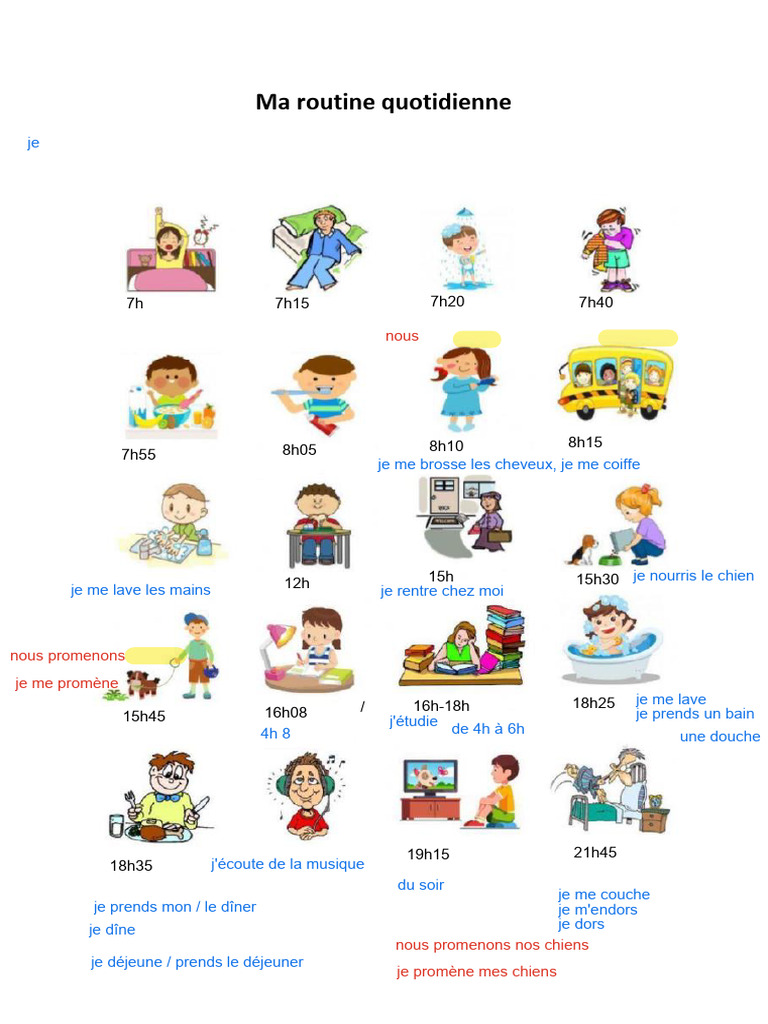 Ma routine quotidienne en français | PDF