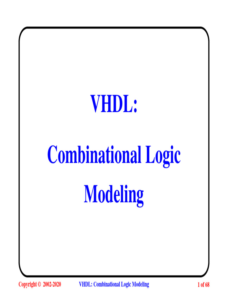 Vhdl Combinational Logic Modeling Pdf Vhdl Computer Programming 