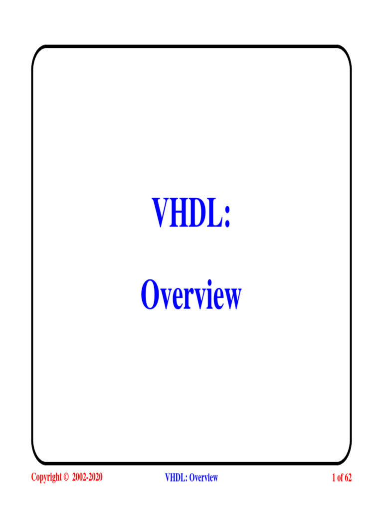 VHDL Overview | PDF | Vhdl | Hardware Description Language VHDL Overview | PDF | Vhdl | Hardware Description Language